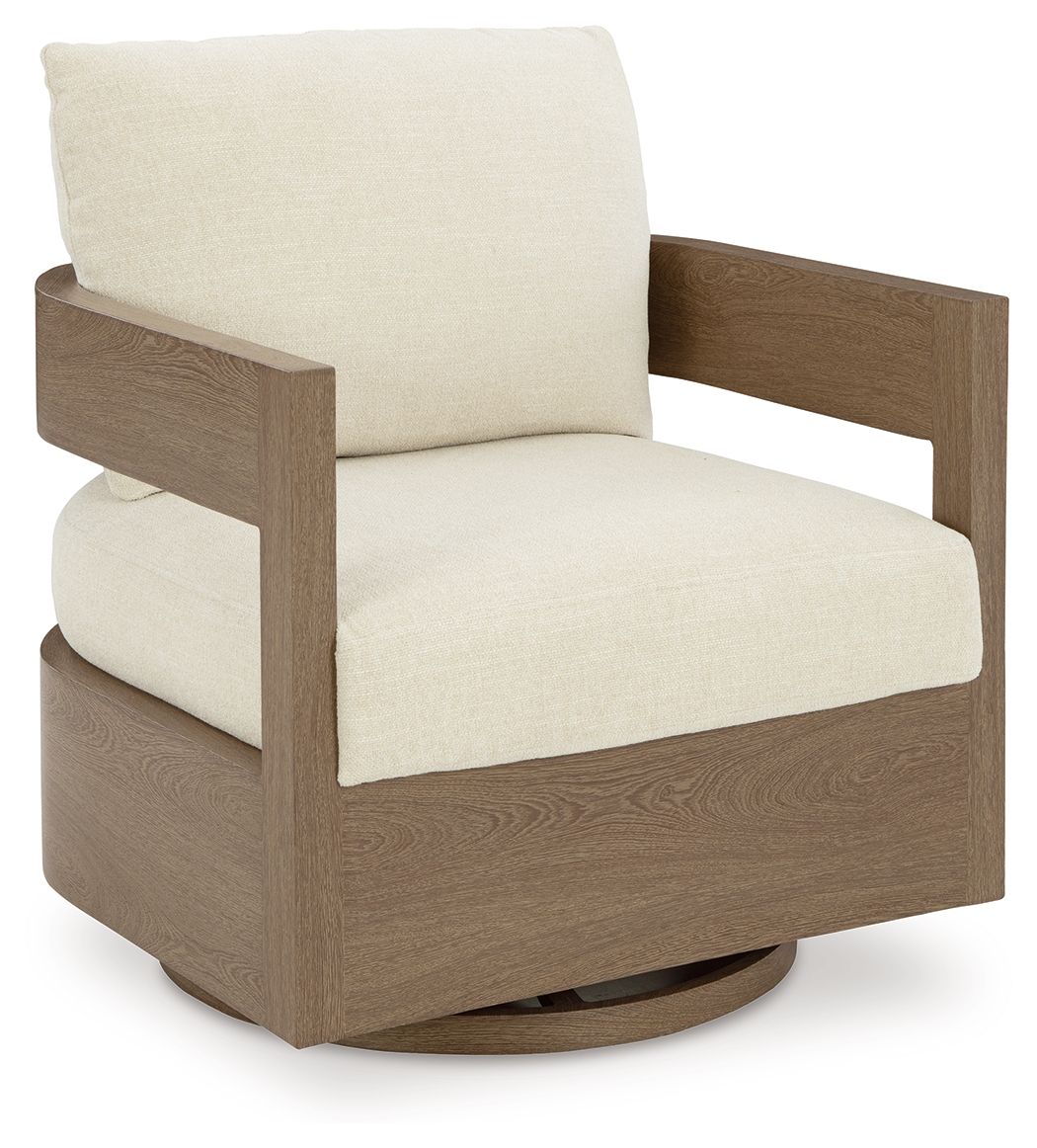 Serene Bay - Swivel Glider Chair With Cushion - Dark Brown / White ...