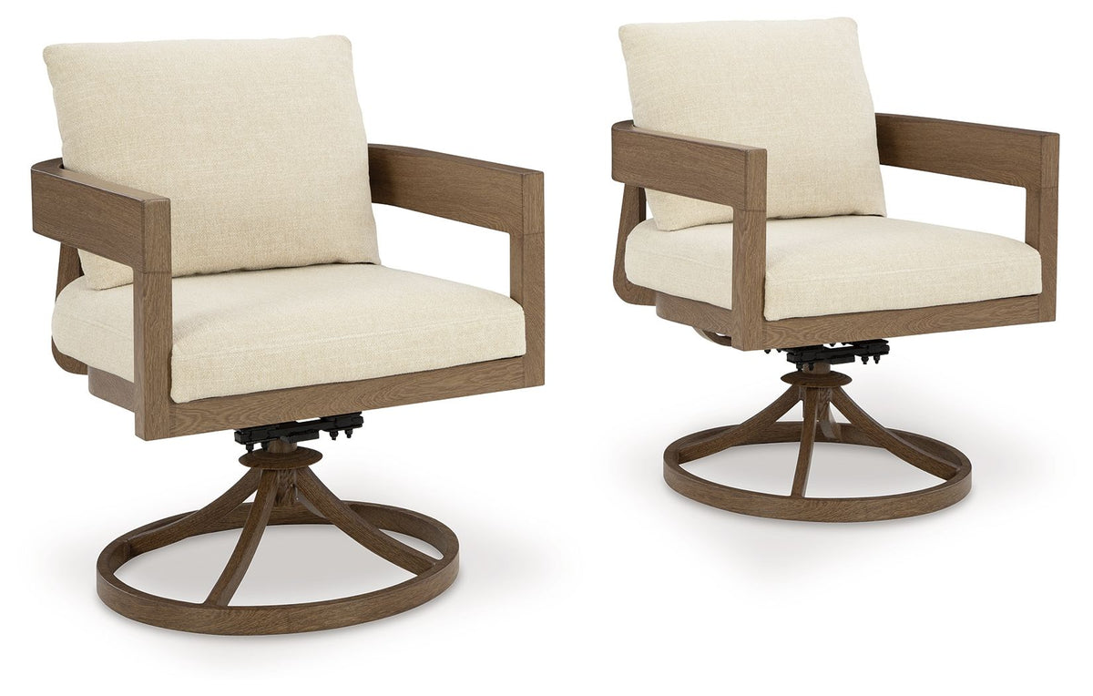 Serene Bay - Dark Brown / White - Swivel Chair With Cushion (Set of 2 ...