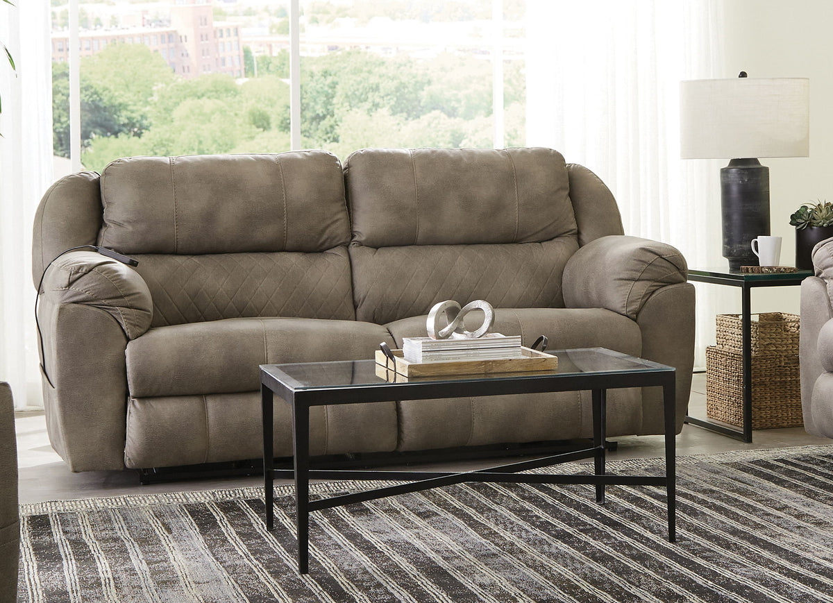 Flynn - Power Lay Flat Reclining Sofa Power Adjustable Headrest & Lumb ...